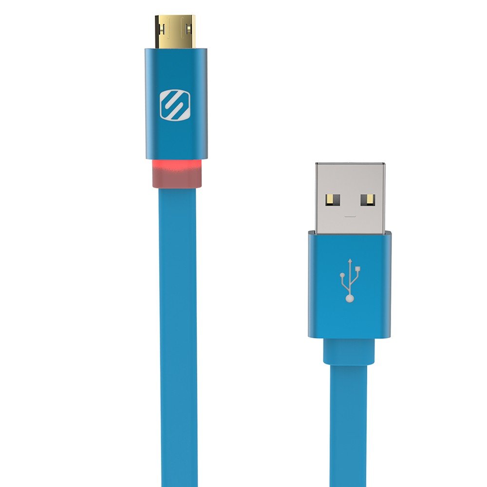Flatout ladekabel Micro USB stik 93 cm - blå - Lightning™ (Apple) - DC ...